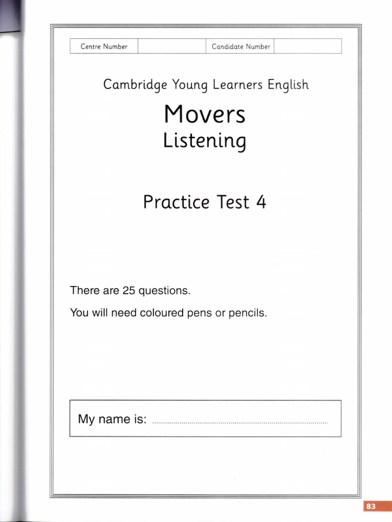 Succeed in Cambridge English Movers 8 Complete Practice Test 4 | PDF