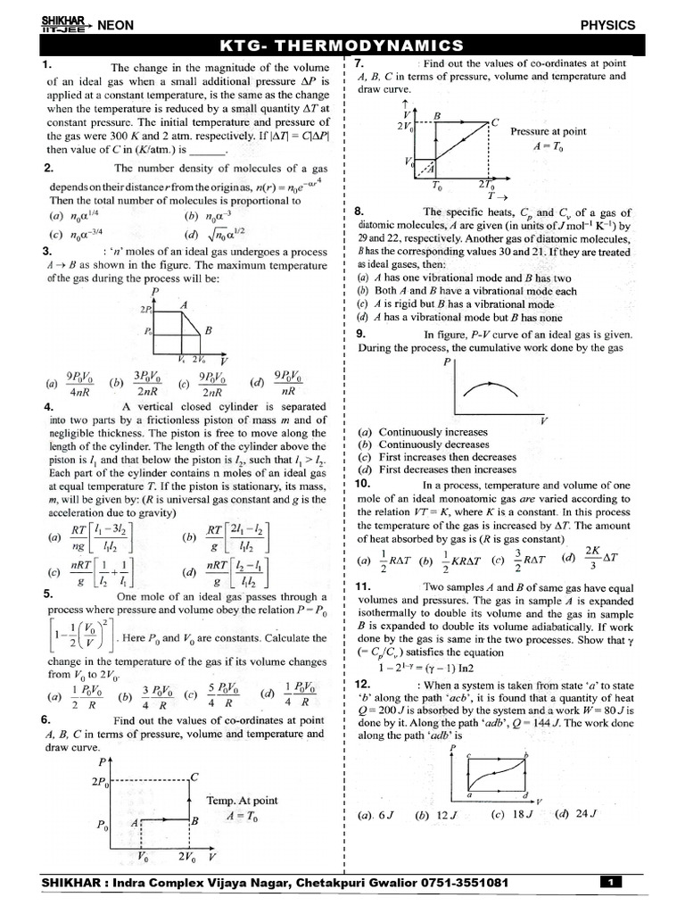 KTG - Thermodynamics | PDF | Physics | Physical Sciences