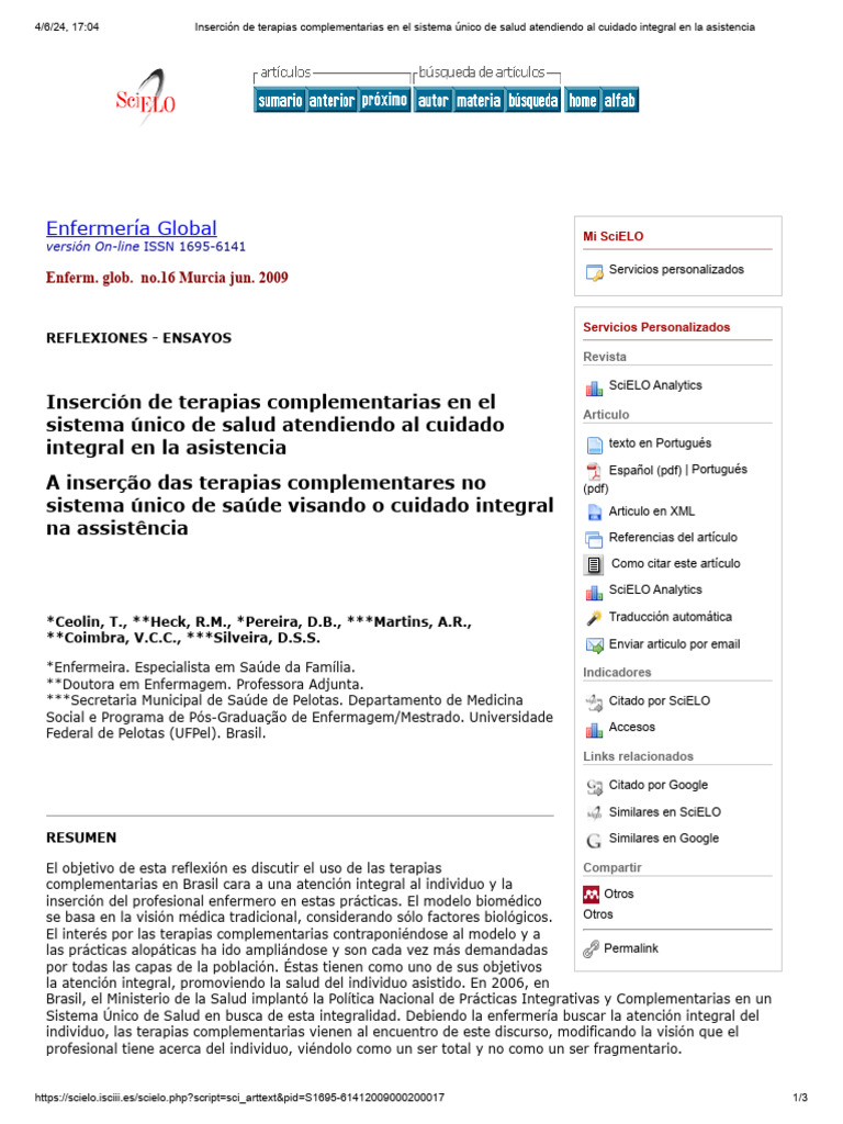 Terapias Complementarias en Salud Brasil | PDF | Medicina | Terapia