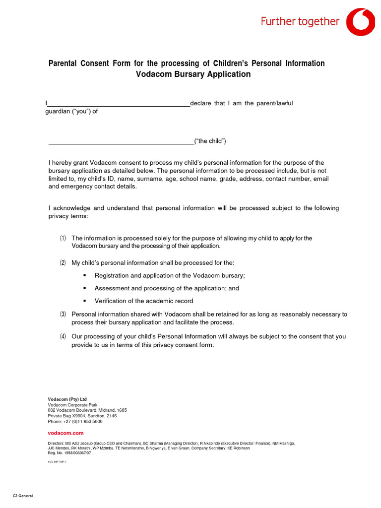 Vodacom Bursary Parental Consent Form.71e78fcf34d606ec49bd | PDF ...