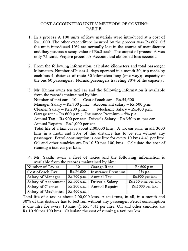 Assignment V Methods of Costing | PDF | Cost | Economies