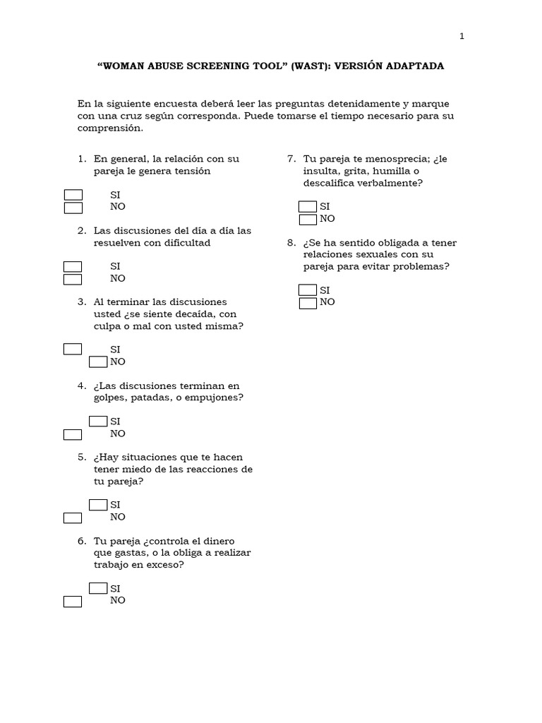 Woman Abuse Screening Tool Version Adaptada para La Tesis | PDF ...