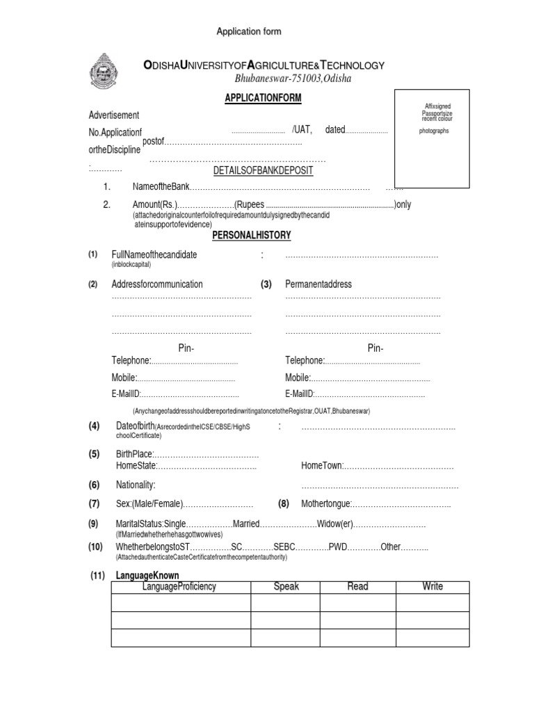 Application Form for OUAT Admission | PDF | Computers