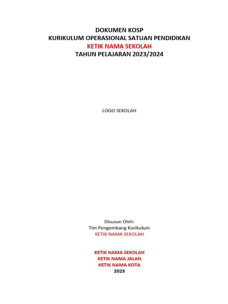 Contoh Dokumen Kosp Paud | PDF