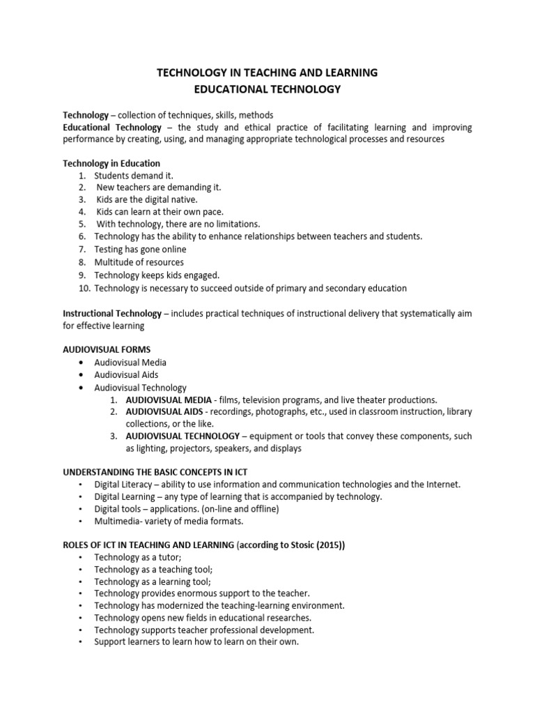 Ped 5 Handouts | PDF | Educational Technology | Learning