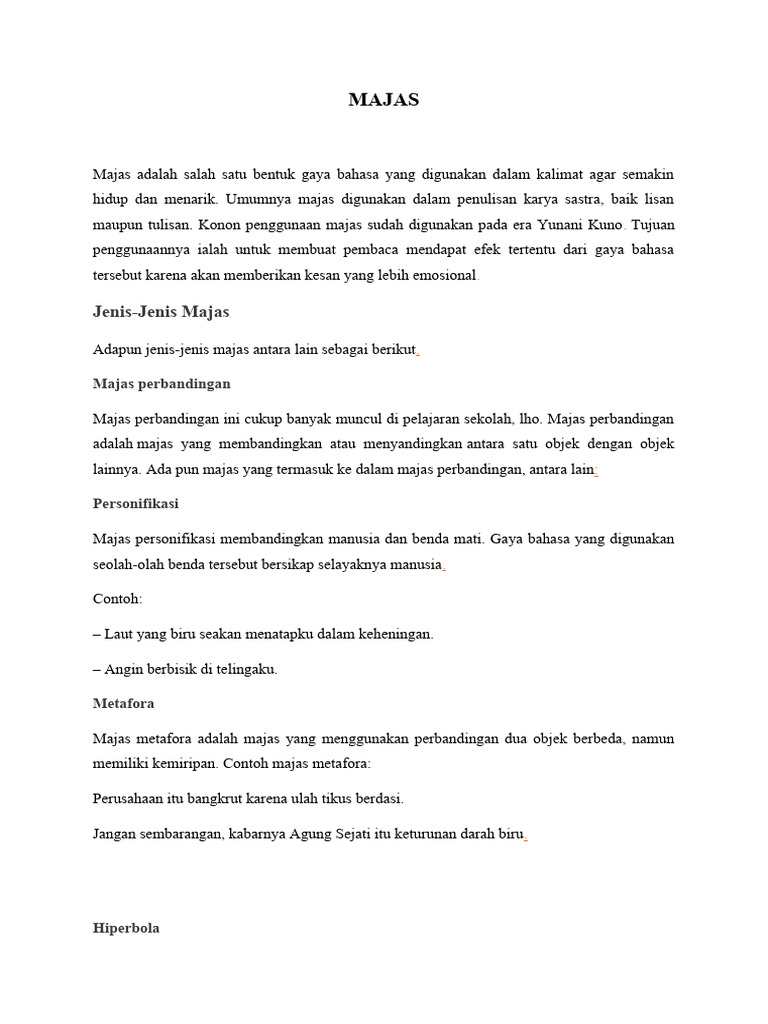 Jenis-Jenis Majas dalam Bahasa Indonesia | PDF