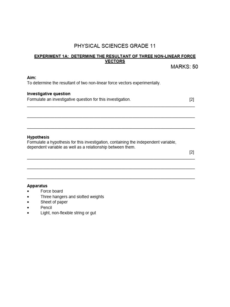 Exp 1a Determine The Resultant of Two Non-Linear Force Vectors | PDF | Force | Euclidean Vector