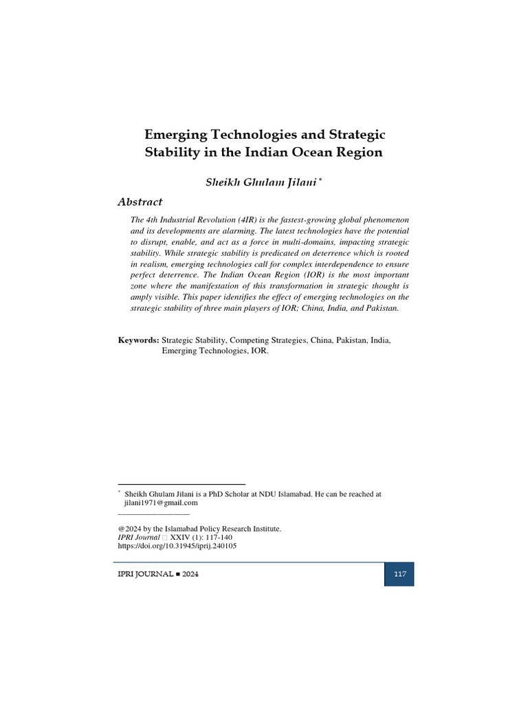 Article 5 IPRI Journal XXIV I Sheikh Ghulam Jilani 1 24 | PDF | Deterrence Theory | Crime & Violence