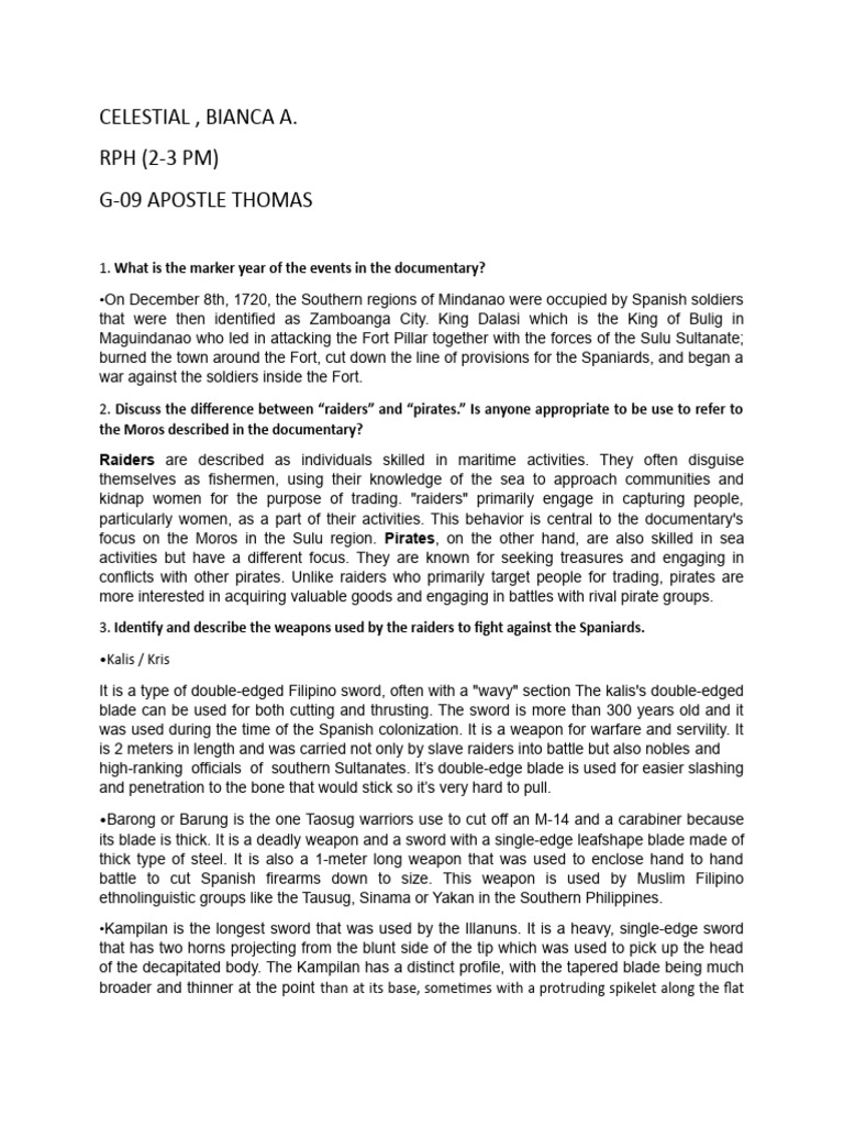 RPH Assignment | PDF | Melee Weapons