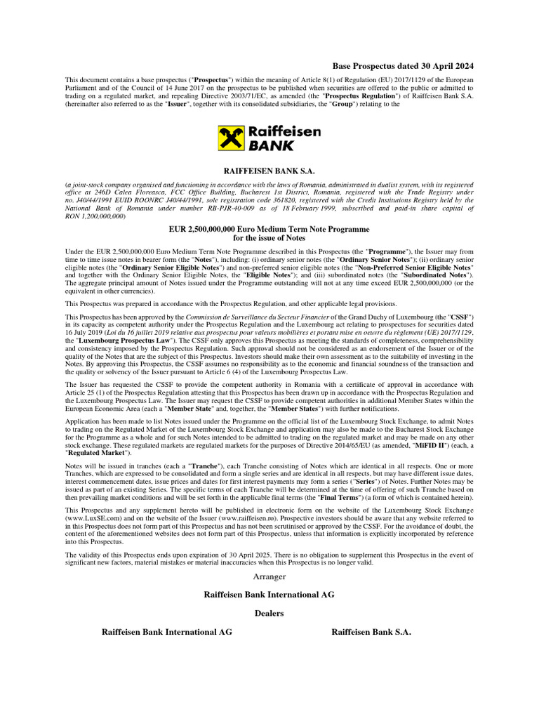 RBRO EMTN 2024 Prospectus - Pdf.coredownload - Inline | PDF | Financial ...