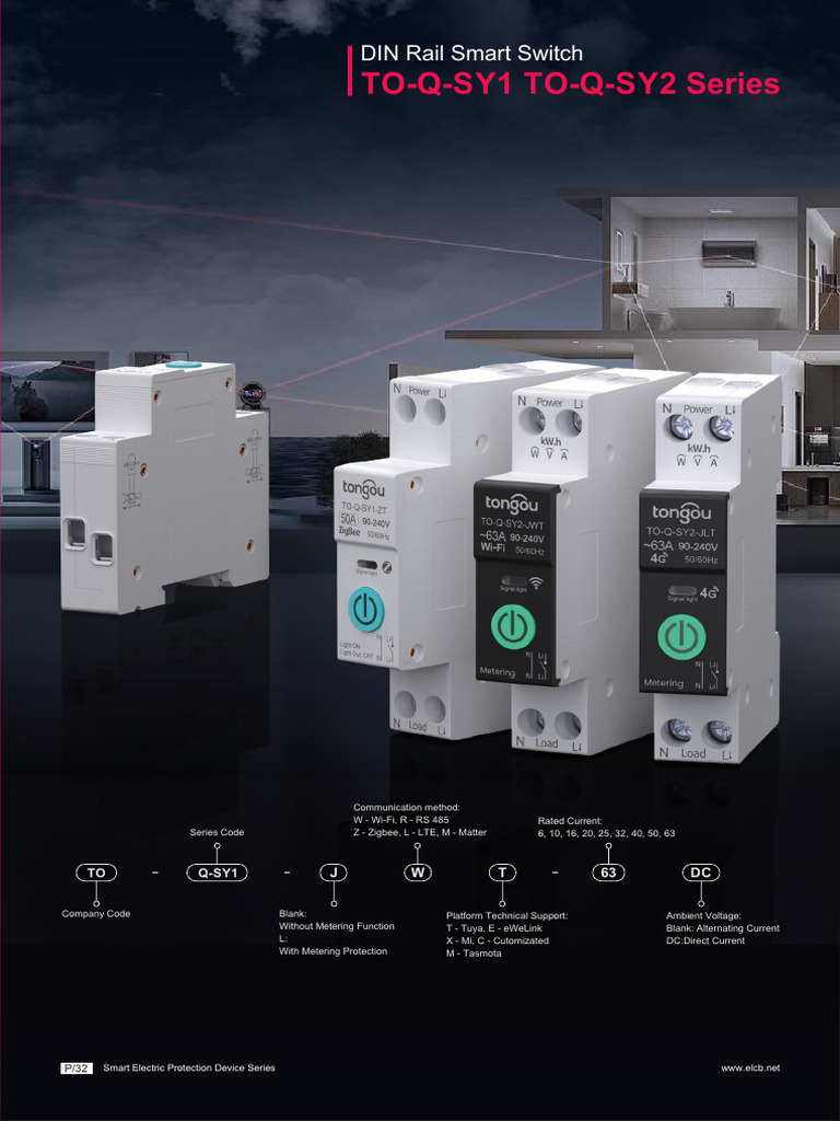 Din Rail Smart Switch TO Q SY1 TO Q SY2 Series | PDF | Lte (Telecommunication) | Switch