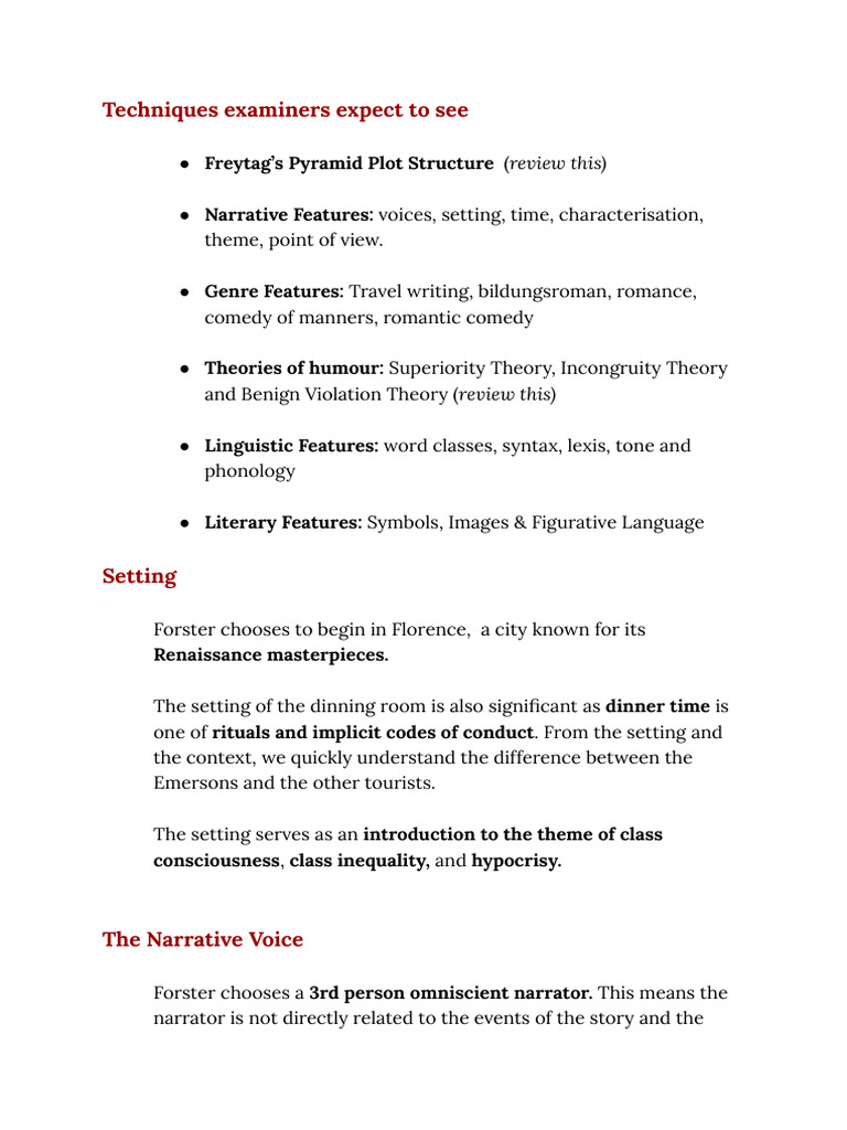 Chapter 1 A Room WIth A View - Notes | PDF | Narration | Comedy