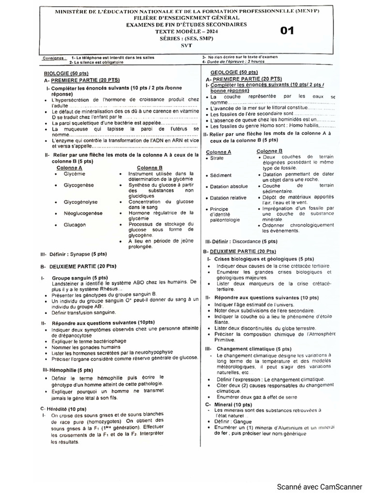 Texte Modèle SVT | PDF