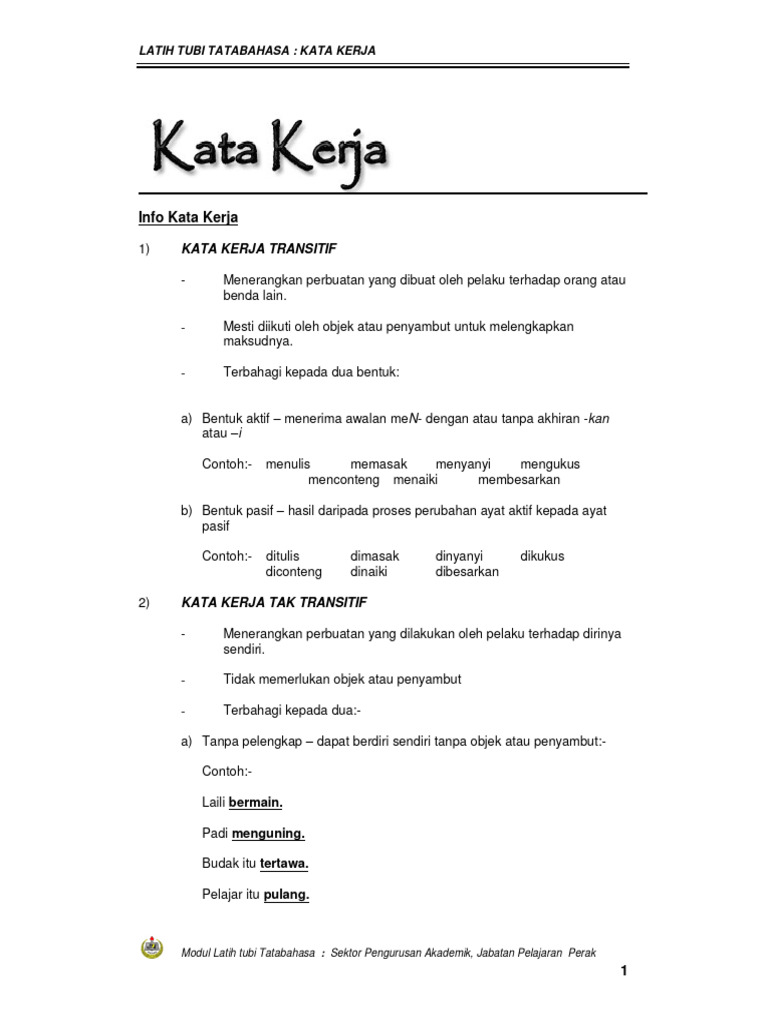 Latihan Kata Kerja | PDF
