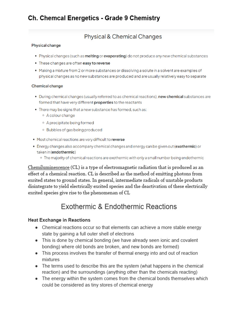Notes On Chemical Energetics | PDF | Chemical Reactions | Chemistry