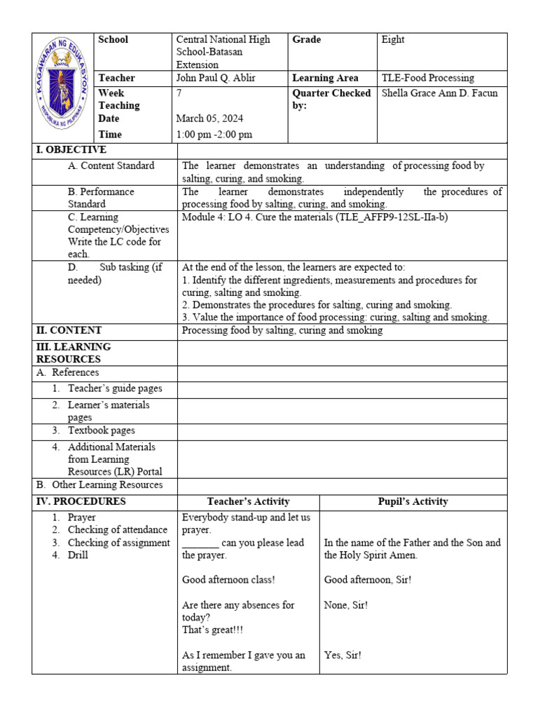 TLE Module 4 | PDF | Curing (Food Preservation) | Smoking (Cooking)