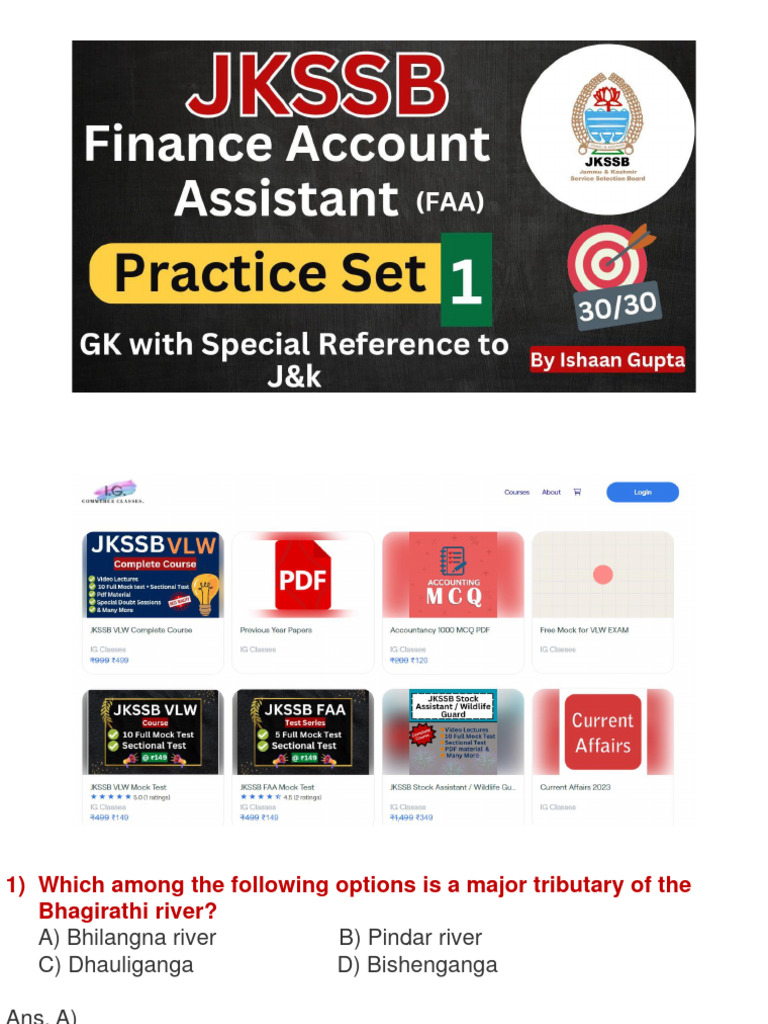 GK With Special Reference To J&K - PRACTICE SET 1 | PDF