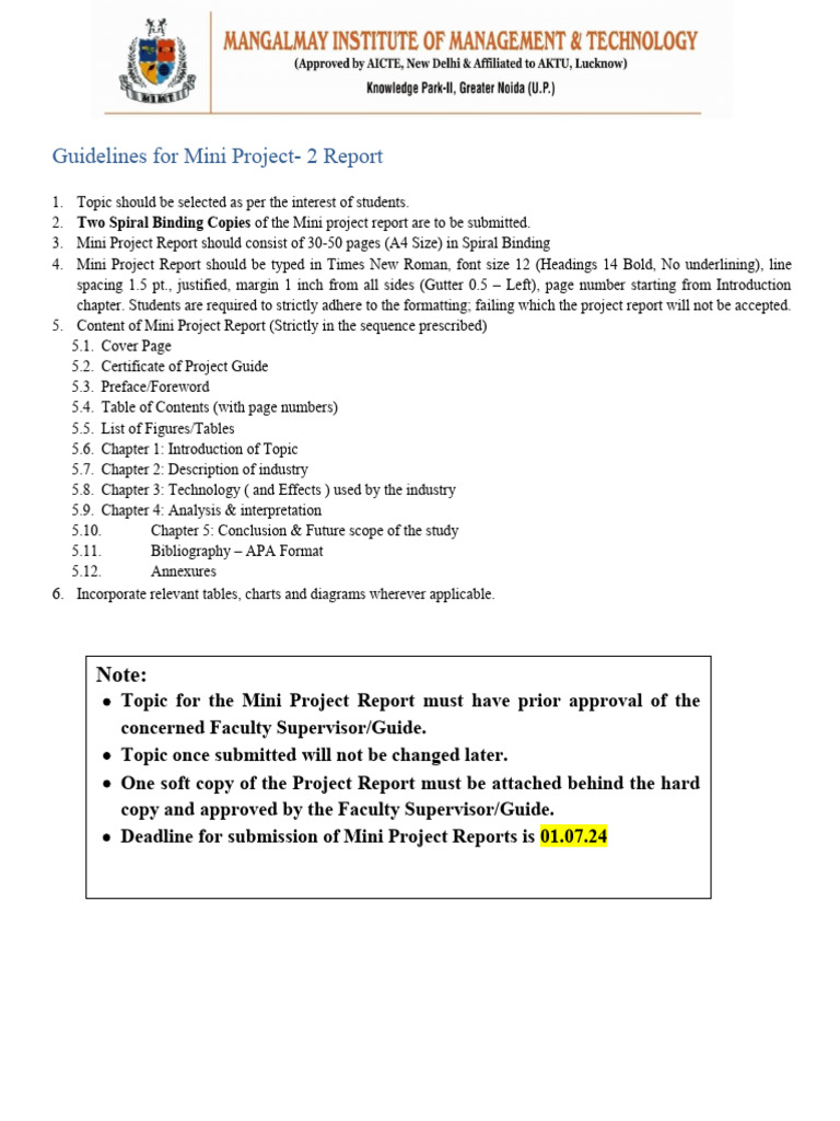 Guidelines For Mini Project-2 | PDF | Typefaces | Times New Roman