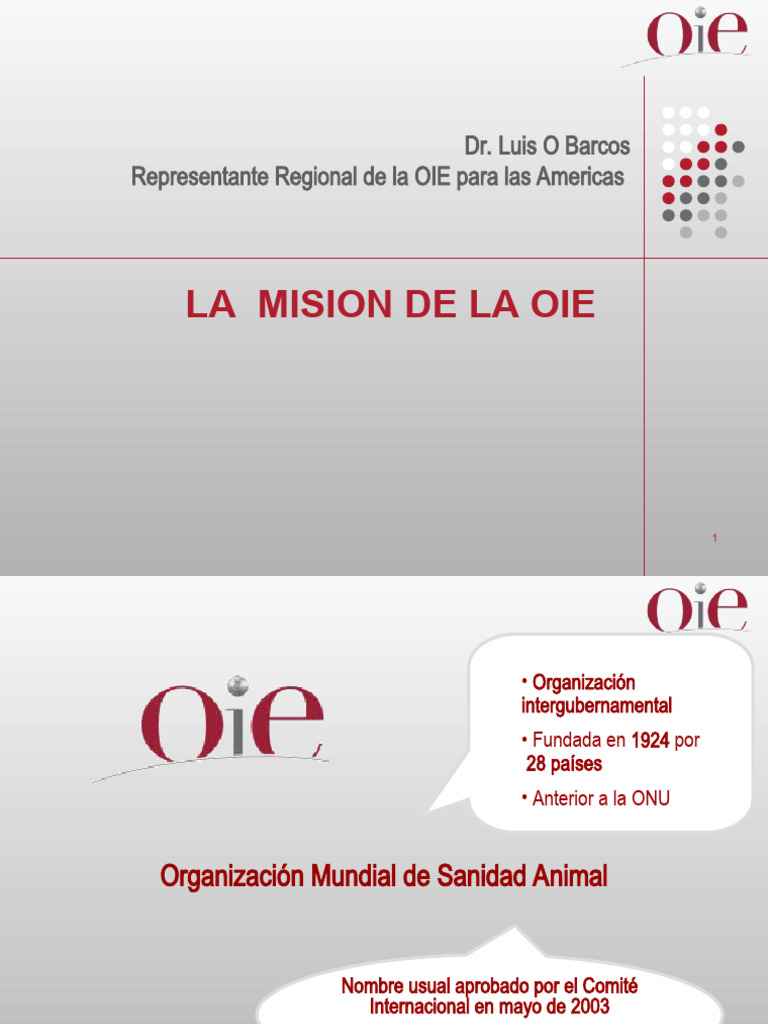 OIE PRESENTACION GENERAL | PDF | Medicina Veterinaria