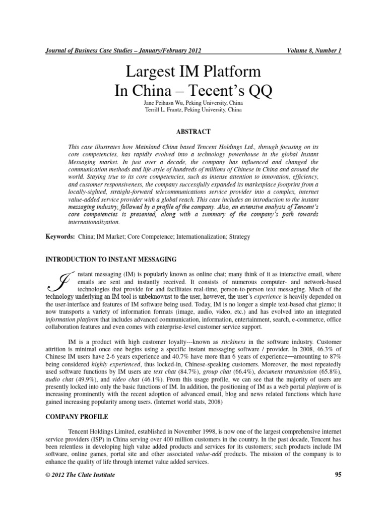 10c Case - Tencent QQ Platform | PDF | Tencent | Instant Messaging