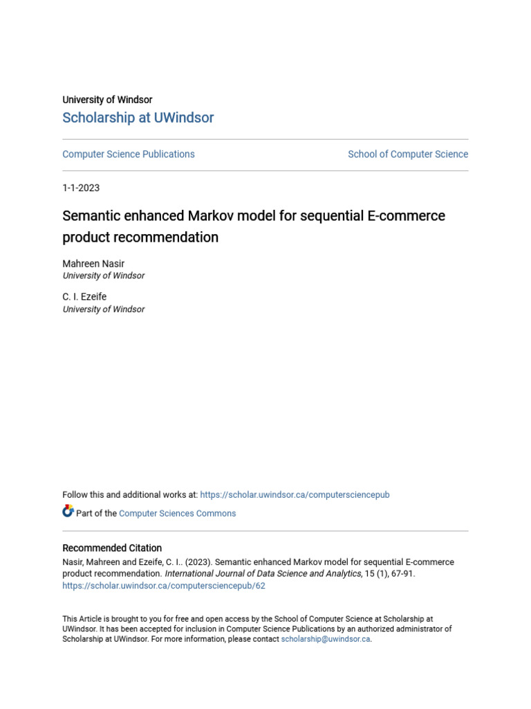 Semantic Enhanced Markov Model For Sequential E-Commerce Product ... Semantic Enhanced Markov Model For Sequential E-Commerce Product ...