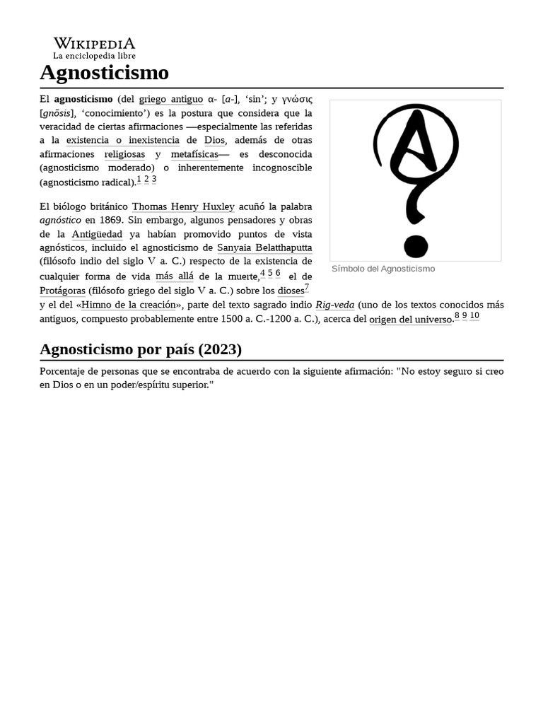 Agnosticismo: Definición y Perspectivas | PDF | Agnosticismo | Actitudes proposicionales
