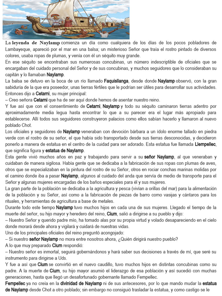 La leyenda de Naylamp en Chot | PDF