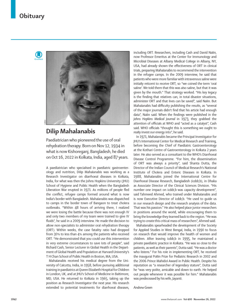 Dilip-Mahalanabis_lancet | PDF | Clinical Medicine | Medical Specialties