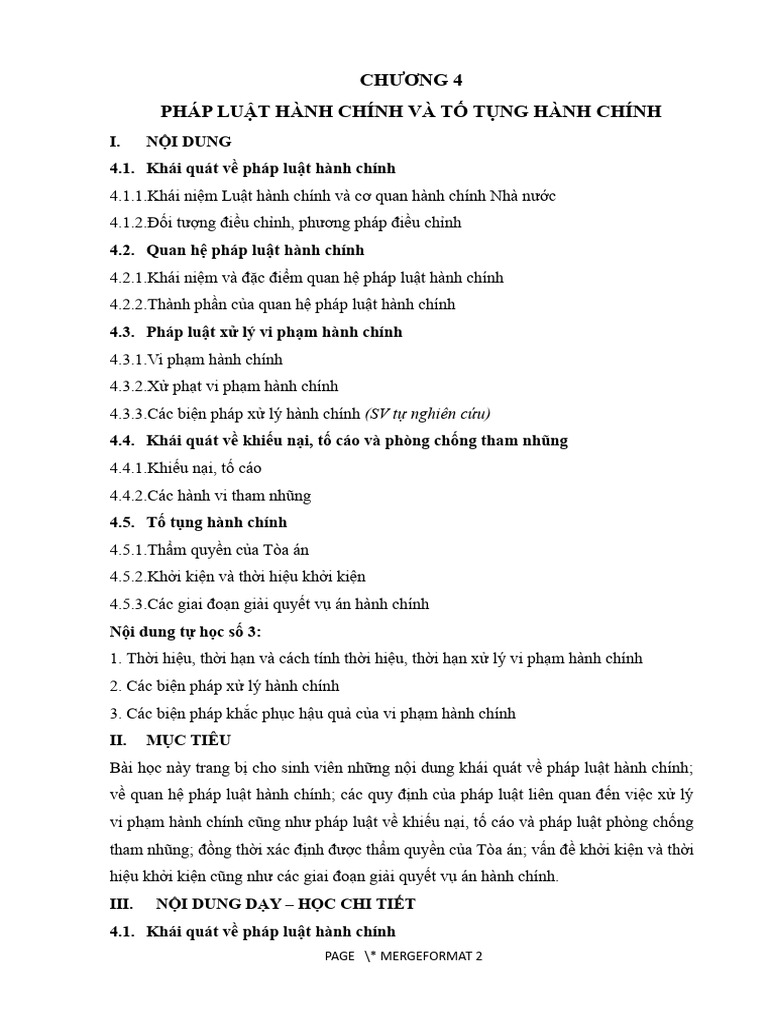 Chương 4 - Pháp luật hành chính và TTHC - V6 | PDF