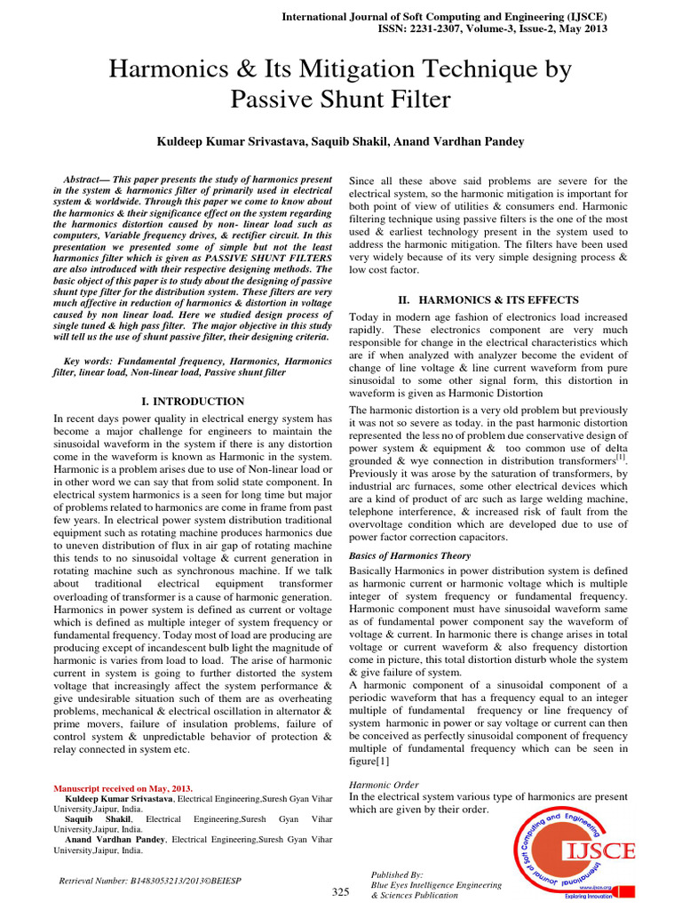 Harmonics & Its Mitigation Technique by Passive Shunt Filter | PDF | Electronic Filter ...