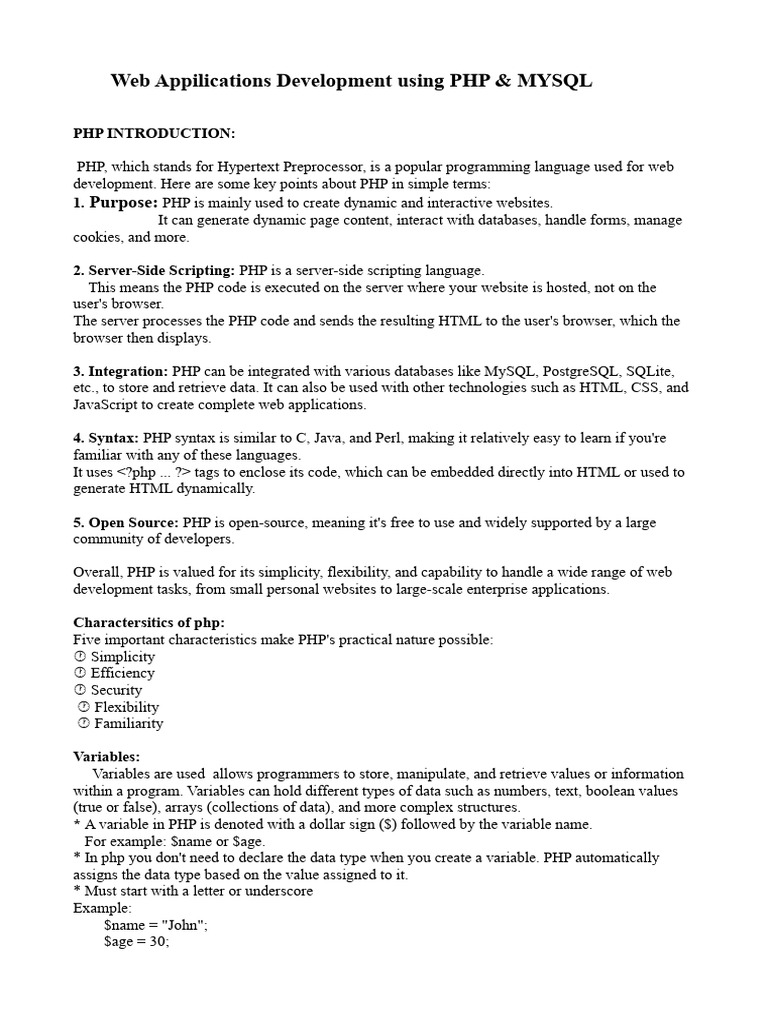 Aknu BSC 5th Sem PHP Unit 1 | PDF | Parameter (Computer Programming) | Php