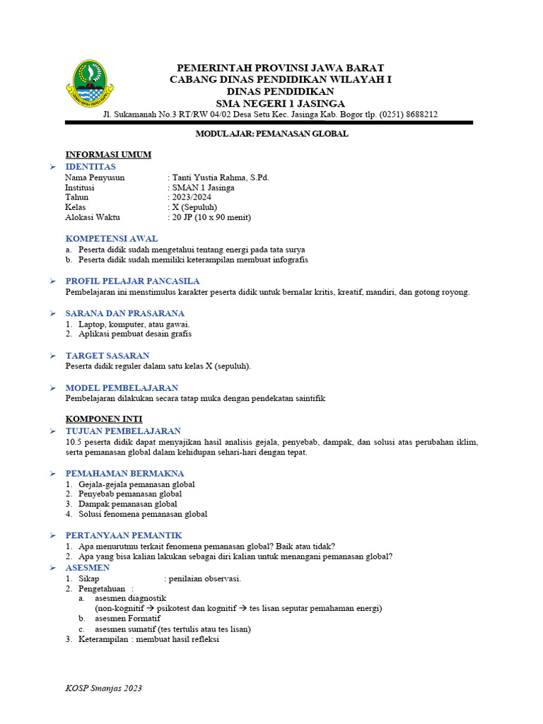 MODUL AJAR_10.5_PEMANASAN GLOBAL | PDF MODUL AJAR_10.5_PEMANASAN GLOBAL | PDF