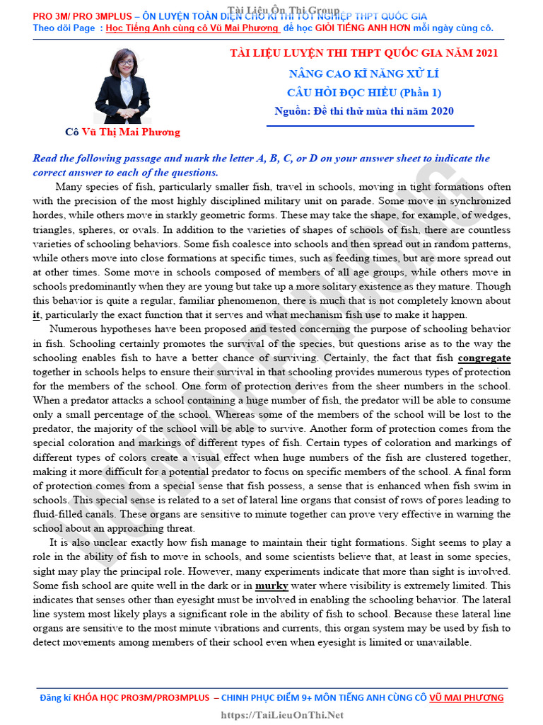 - CÔ VŨ MAI PHƯƠNG - NÂNG CAO KĨ NĂNG XỬ LÍ CÂU HỎI ĐỌC HIỂU - CHINH ...