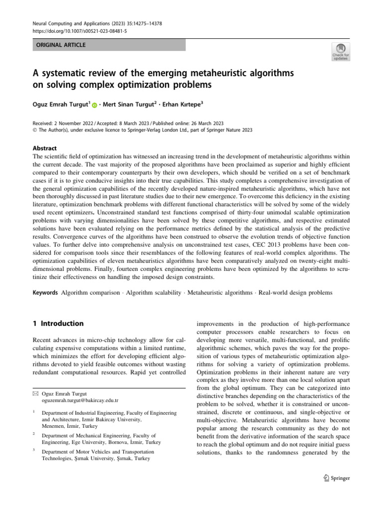 A Systematic Review Of The Emerging Metaheuristic Algorithms On Solving Complex Optimization