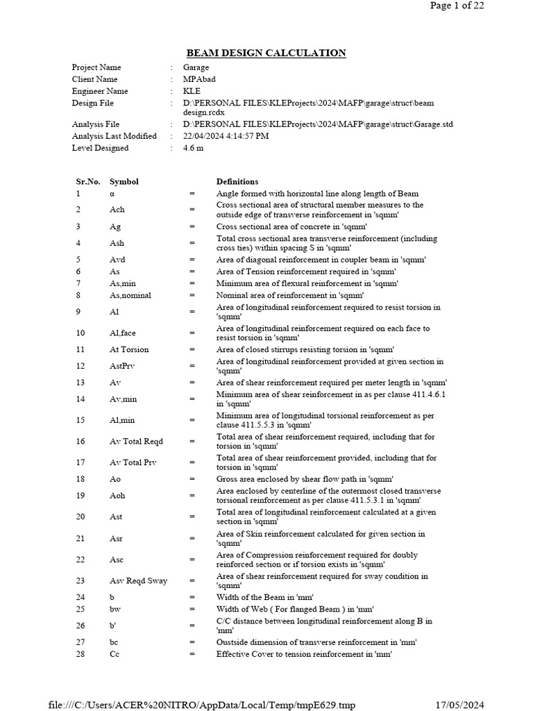 Beam Des Calc | PDF | Beam (Structure) | Mechanical Engineering