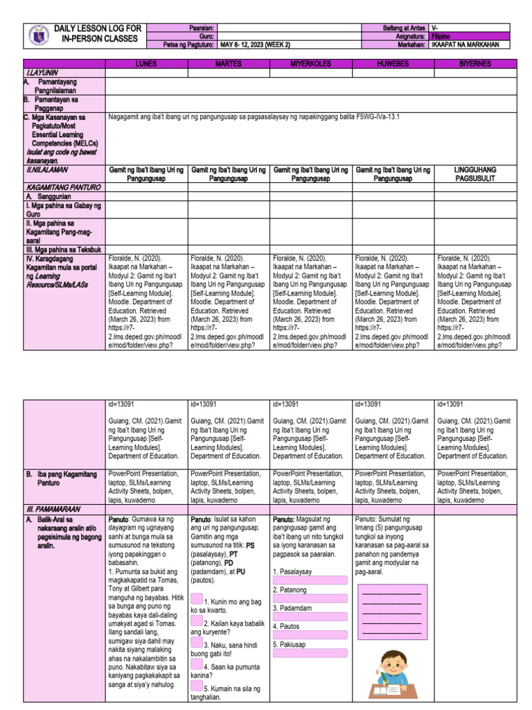 G5 Q4W2 DLL FILIPINO MELCs | PDF