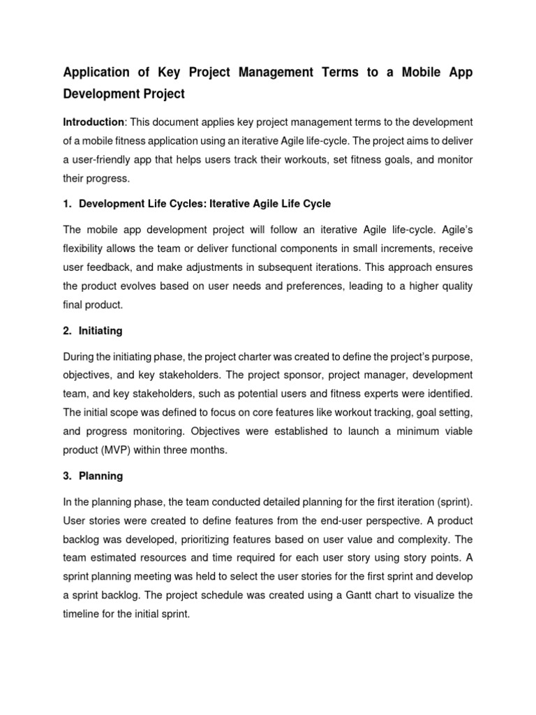 Application of Key Project Management Terms To A Mobile App Development ...