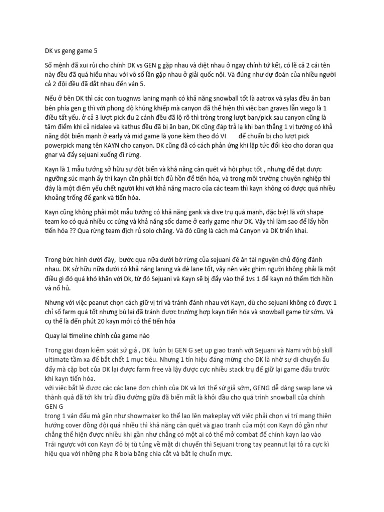 DK Vs Geng Game 5 | PDF