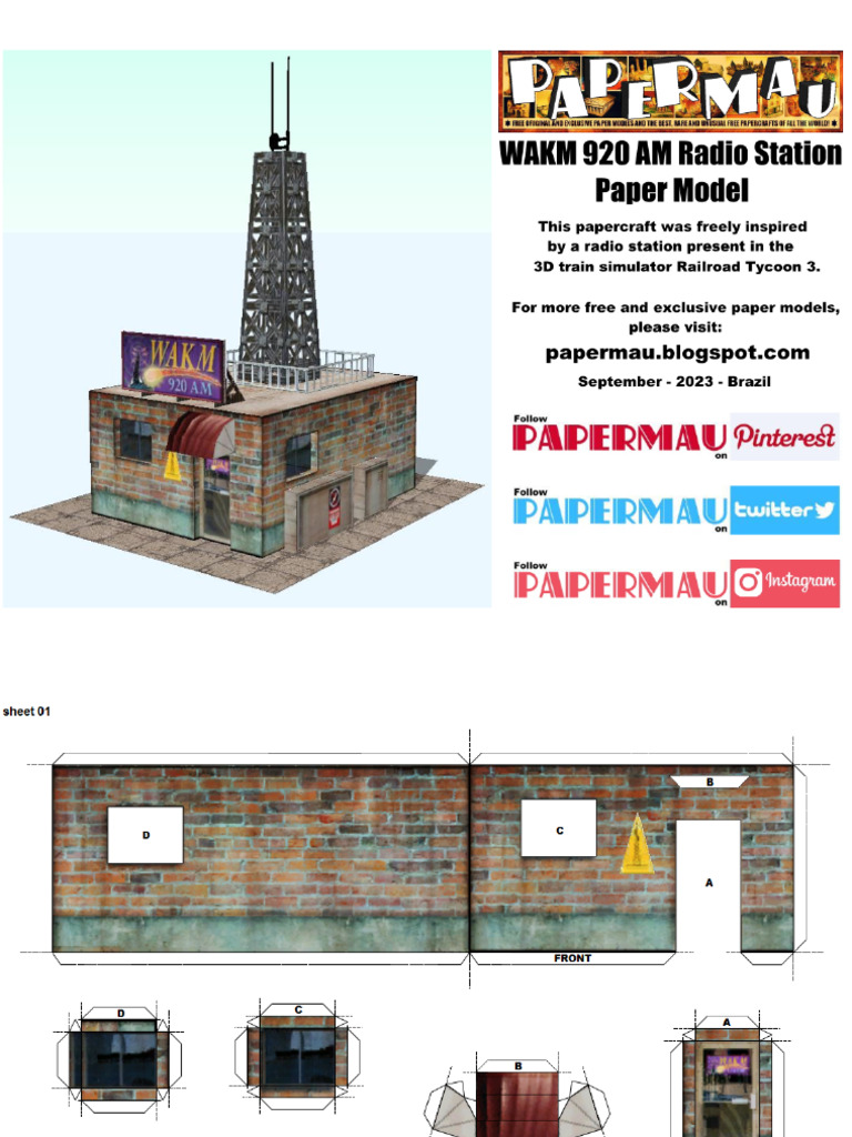 Wakm Radio Station Papercraft by Papermau - 09-2023 | PDF