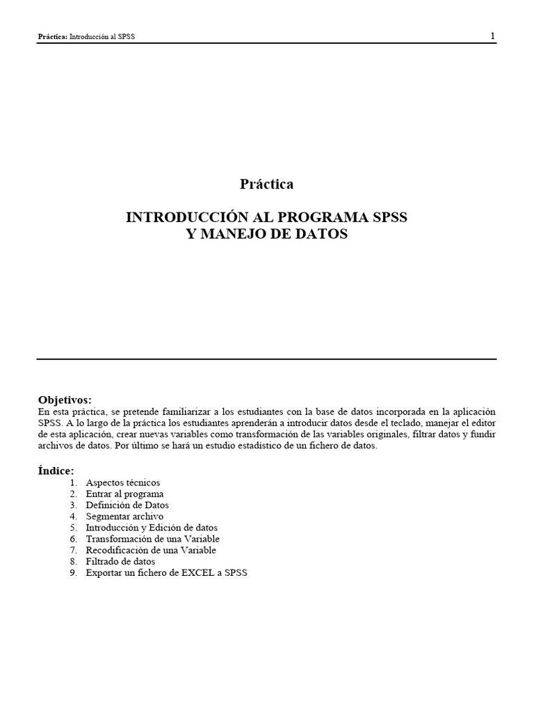 Practica Introducción Al SPSS Ver 3 | PDF | Spss | Archivo de computadora
