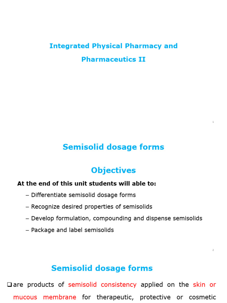 Semisolid Dosage Forms | PDF | Skin | Topical Medication