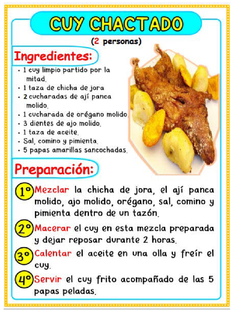 Receta Cuy Chactado | PDF