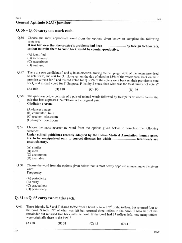 Aptitude gate 12 | PDF