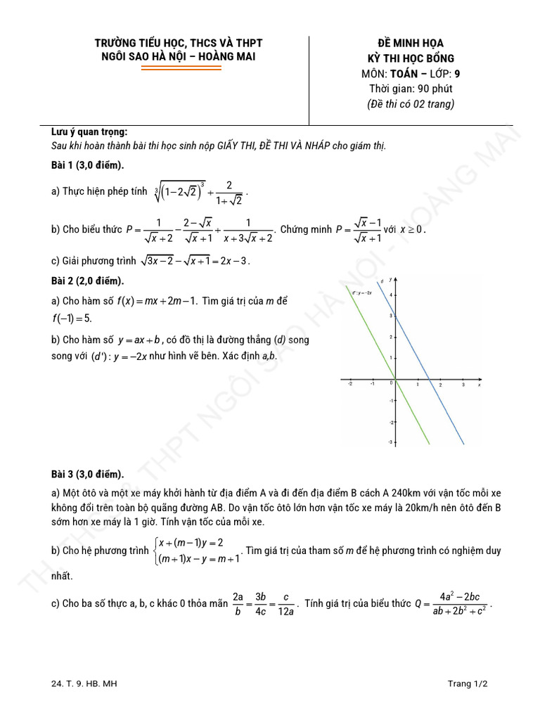 HB 2425 Toan 9 de Minh Hoa Va HDC | PDF