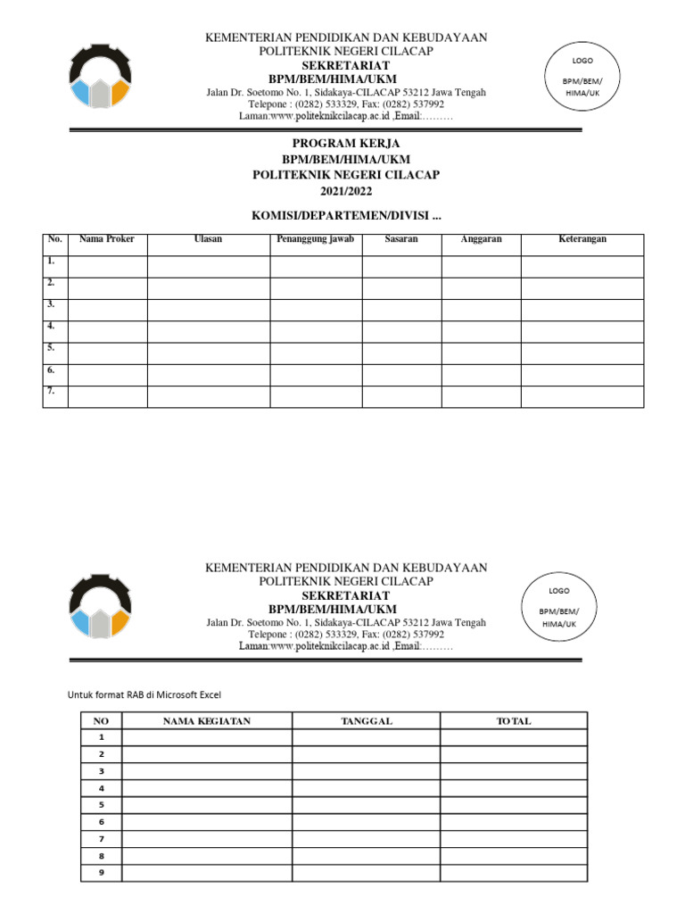 Format Program Kerja | PDF