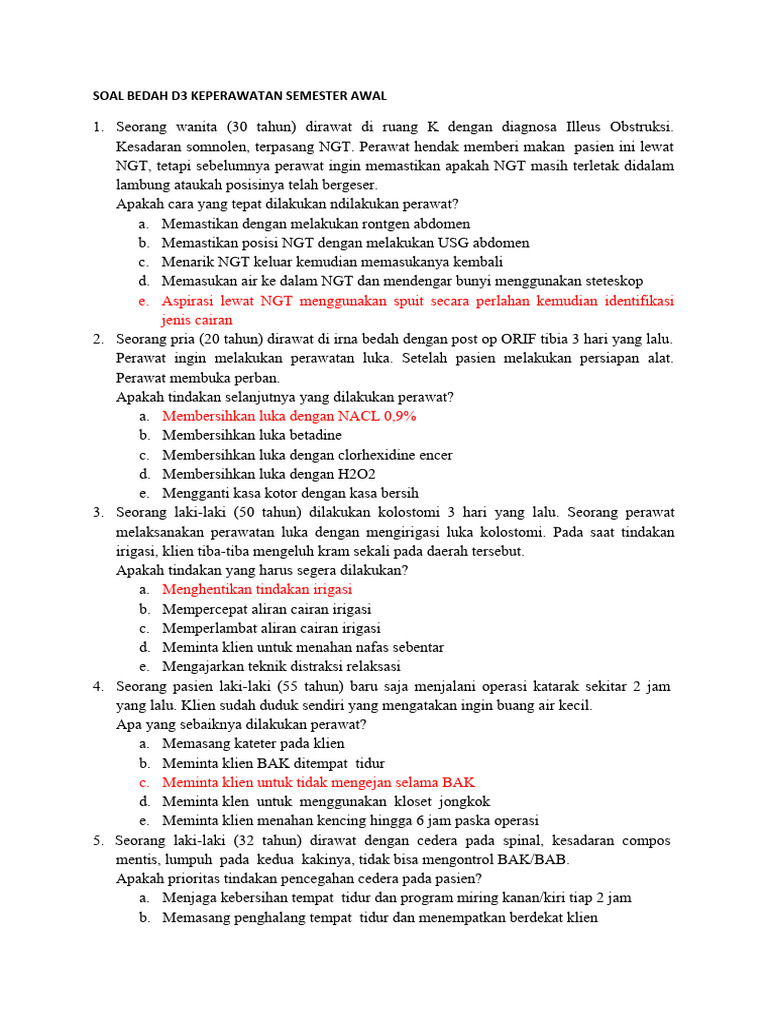 Soal Bedah D3-S1-NS Keperawatan | PDF