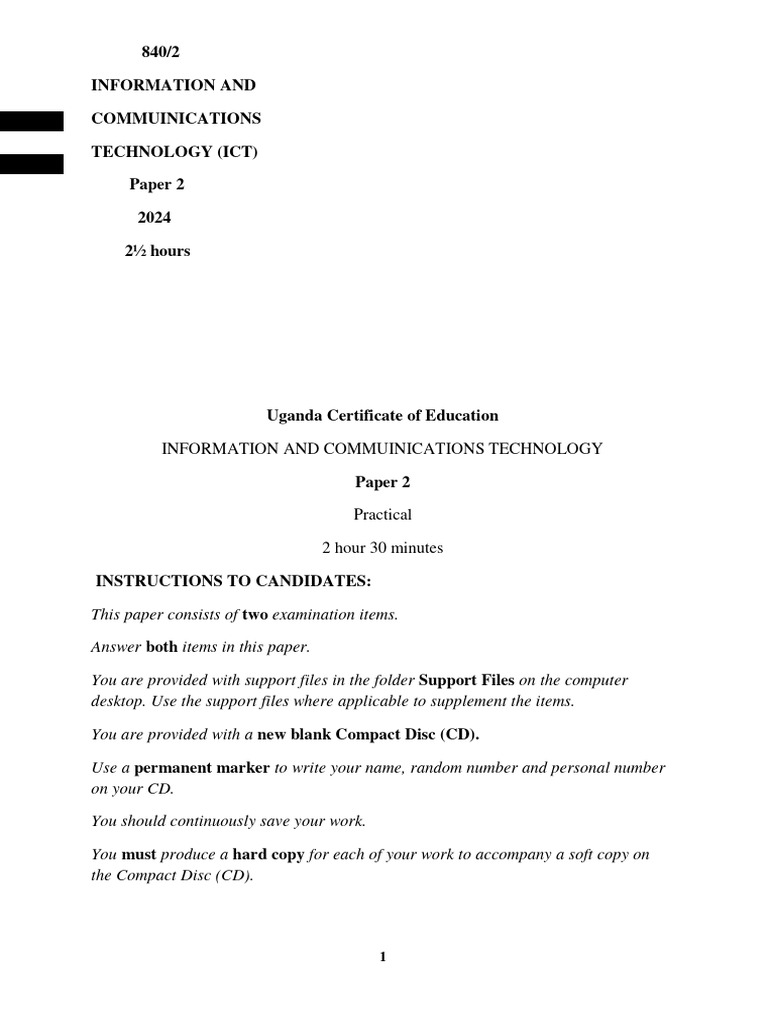 S4 Ict Paper 2 Practical Examination 2024 | PDF | Computer File | Computing