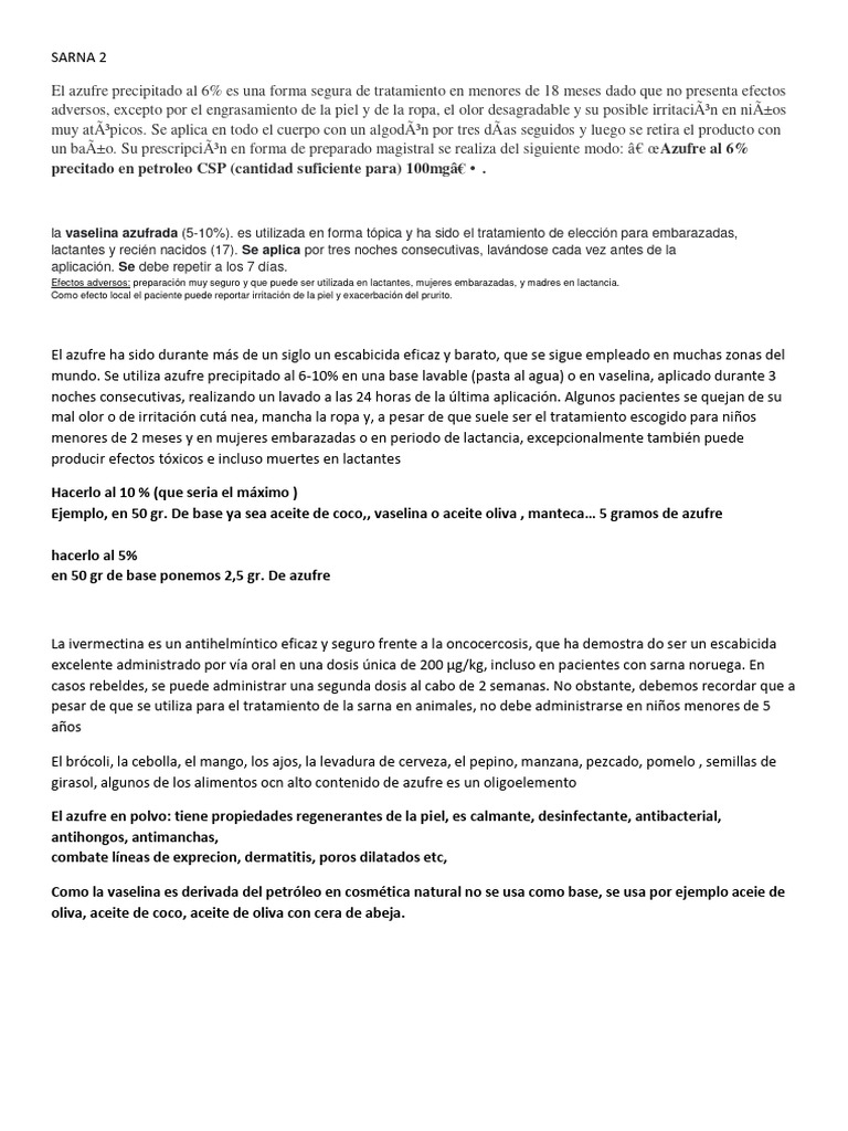Tratamientos de sarna con azufre y ivermectina | PDF | Amamantamiento