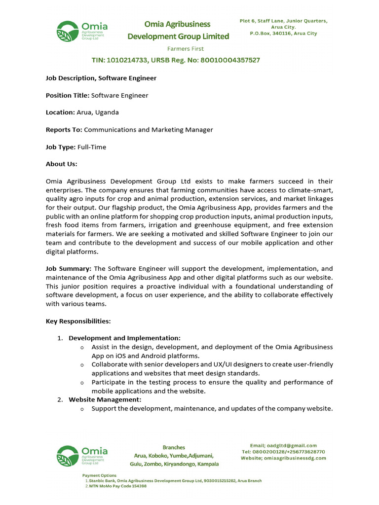 Job Advert, Software Engineer, Deadline Is 14th July, 2024 | PDF ...