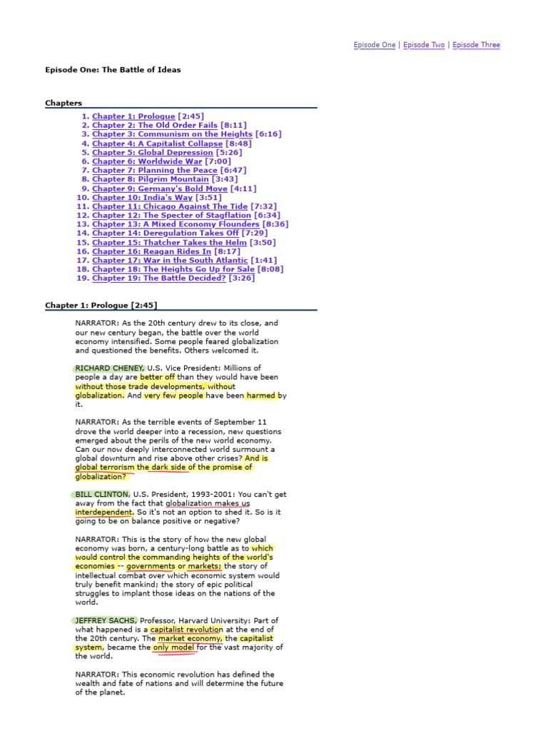 Commanding Heights - Episode 1 - On PBS | PDF | John Maynard Keynes ...